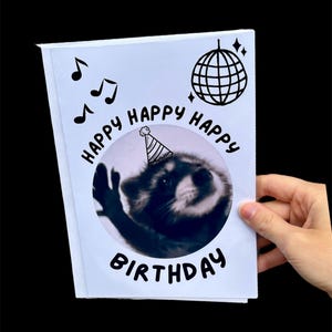 Dancing Raccoon Birthday Card, Meme Birthday Card, Viral Tiktok Meme ...