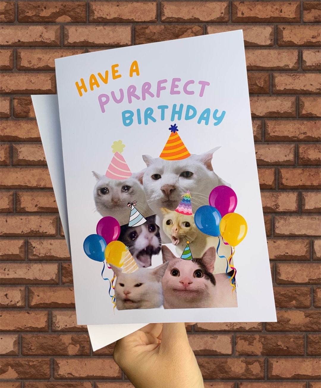 Meme Cats Birthday Card, Crying Cat Meme, Funny Cats, Viral Memes - Etsy
