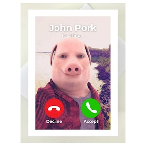 John Pork Meme Birthday Card, John Pork is Calling, Tiktok Brainrot ...