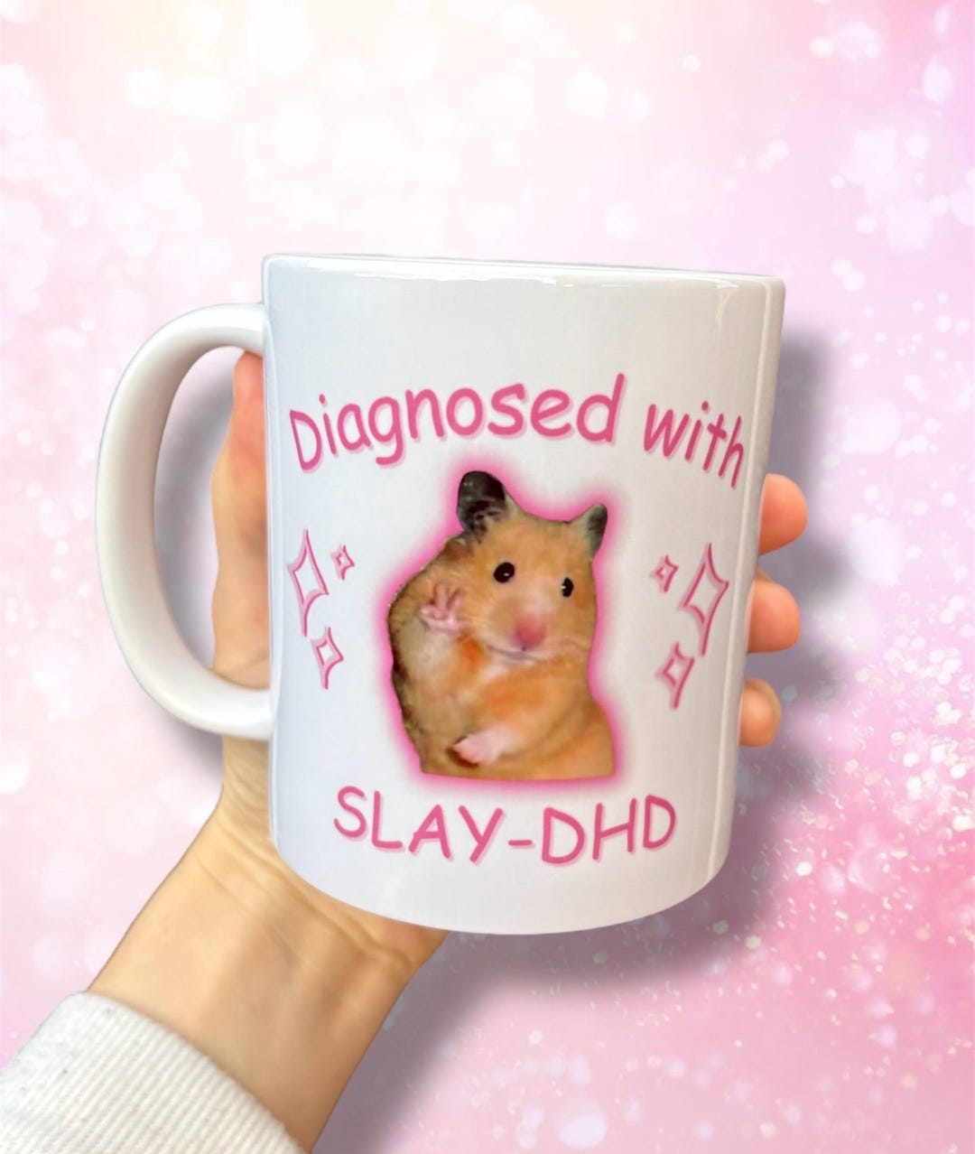 Slay Dhd, Hamster Peace Sign Memefunny Adhd Mug, Adhd Meme, Adhd Gifts ...