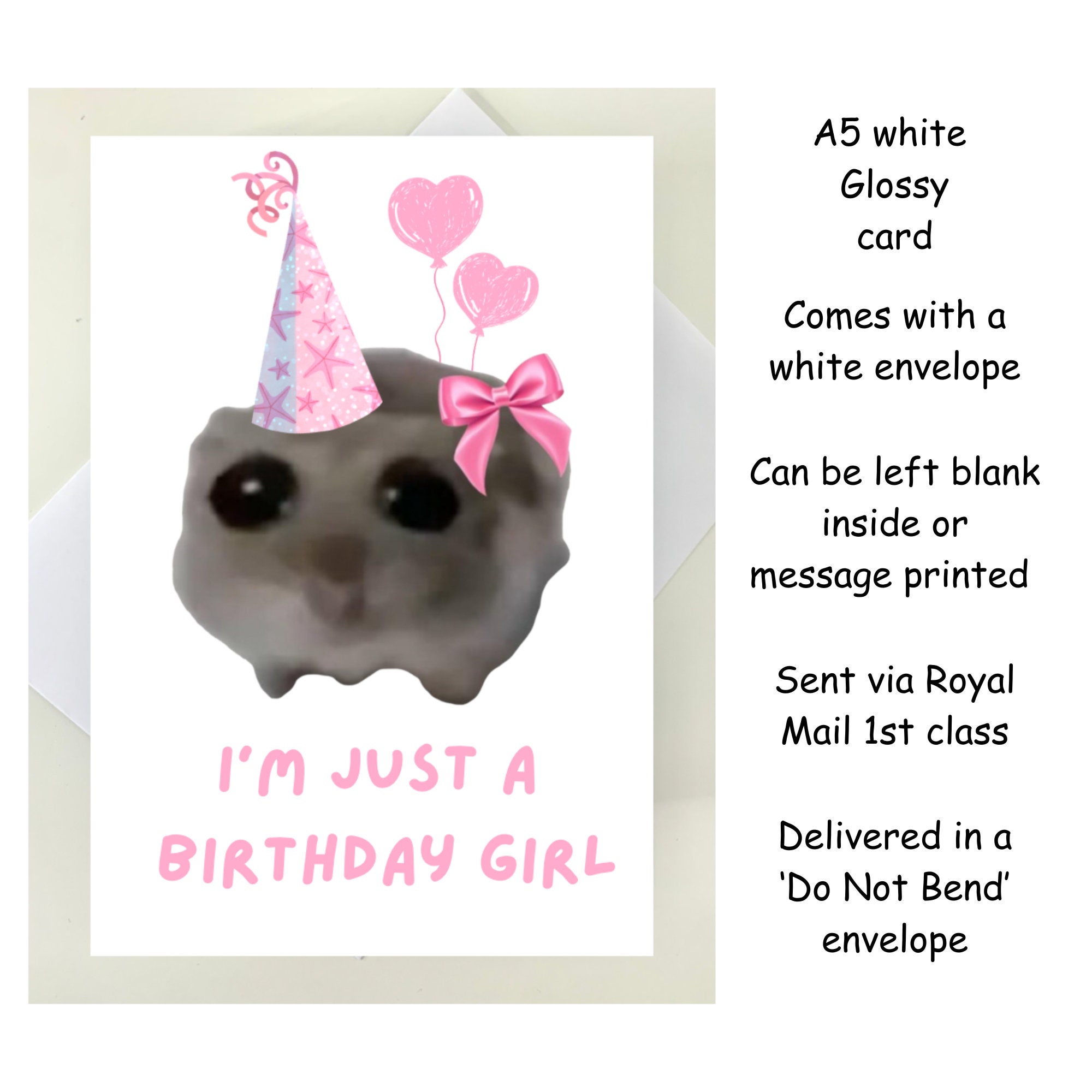 Im Literally Just a Girl Birthday Card, Sad Hamster Meme, Funny Meme ...