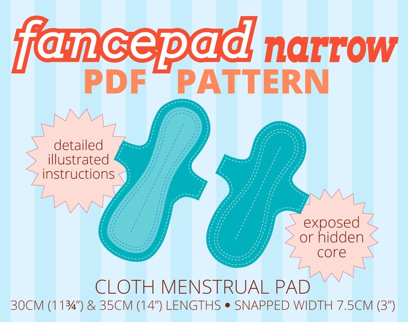 Fancepad Narrow PDF Sewing Pattern reusable menstrual pad | Etsy