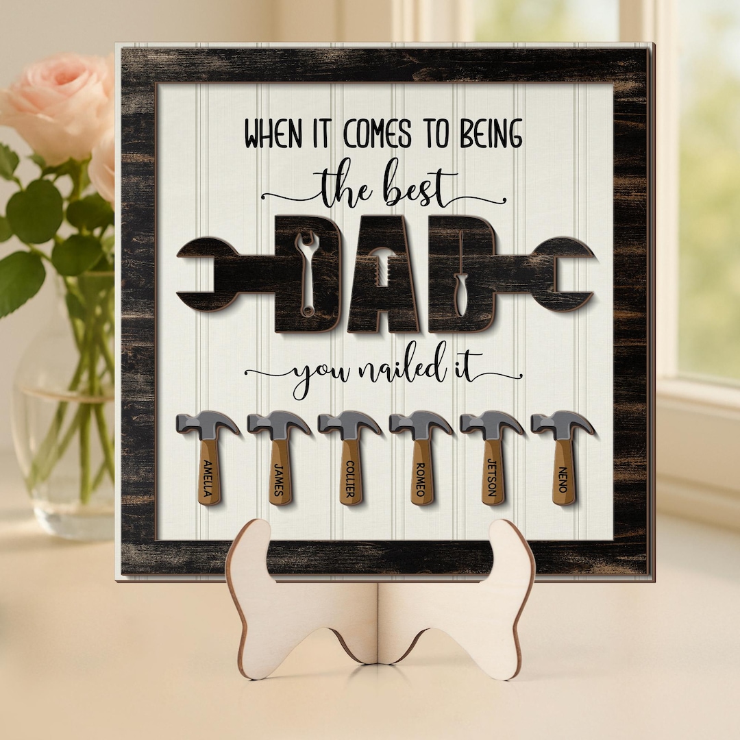 Personalized Father's Day Wooden Plaque With Stand Gift, the Best Dad ...