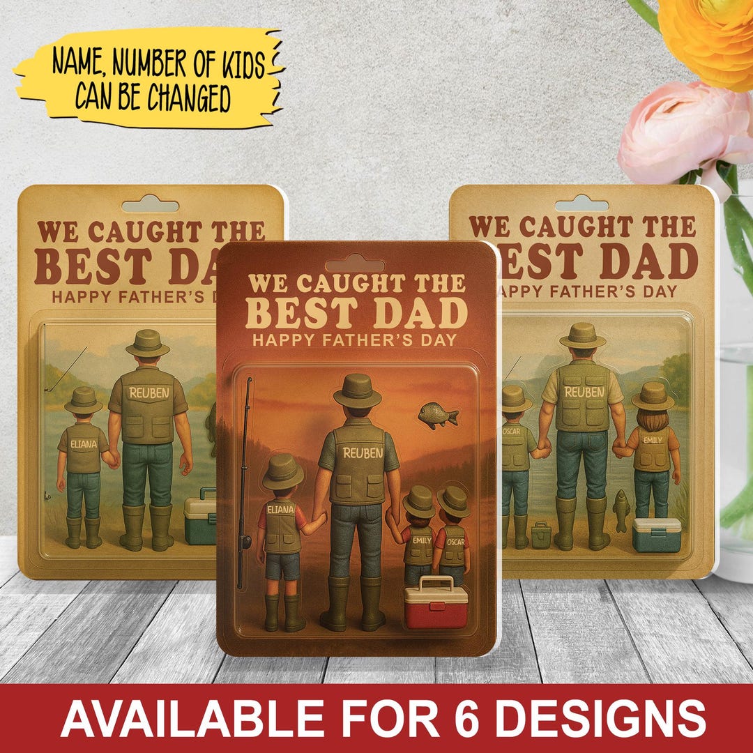 Hooked the Best Dad Fishing Custom Figure, Personalized Acrylic Block ...