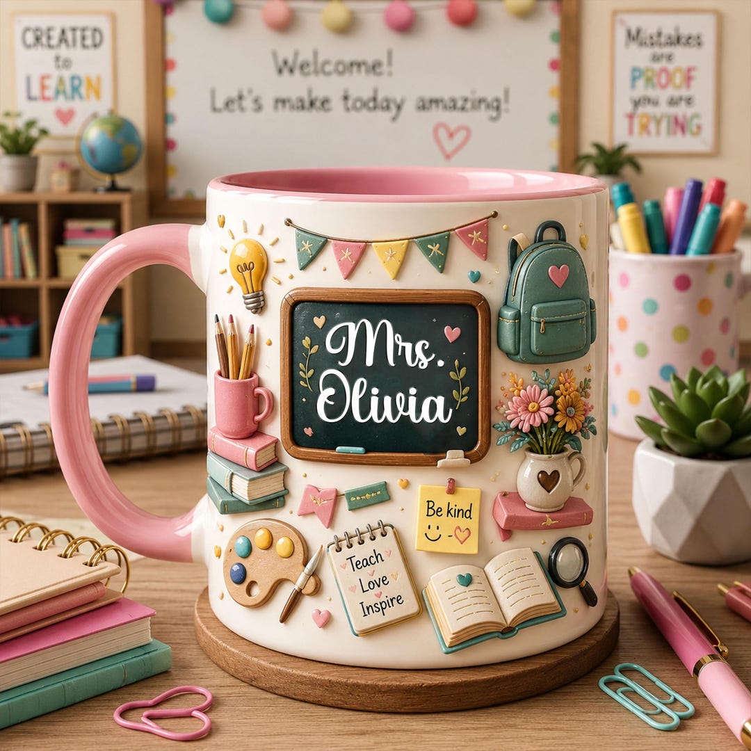 Custom Teacher Mug With Name, Back to School Coffee Cup, Cute Classroom ...