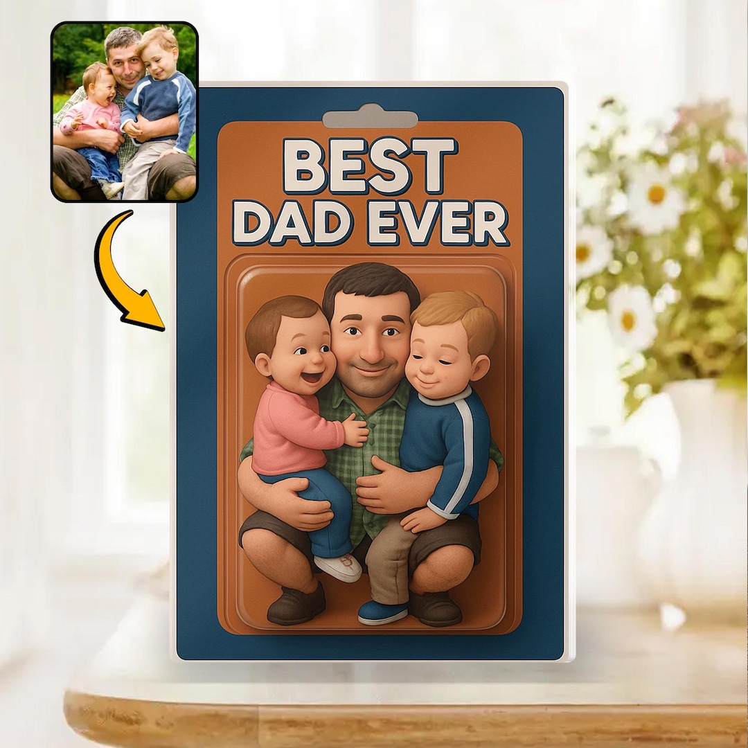 Personalized Photo Dad and Kids Action Figure Acrylic Block, Best Dad ...