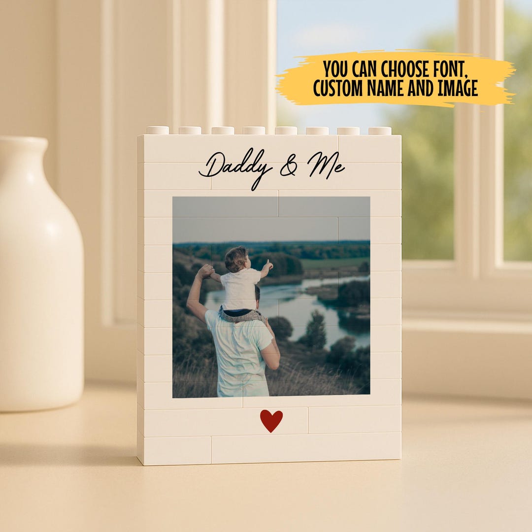 Father's Day Gift Personalized Daddy and Me Brick Photo Block, Custom ...