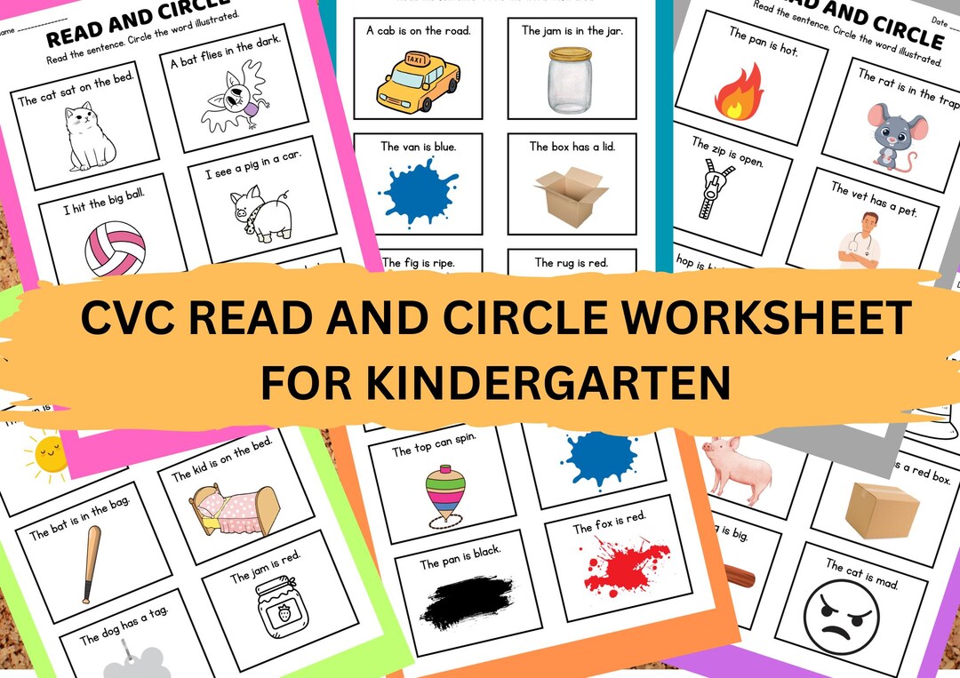 Fun CVC Word Reading, Read and Circle Worksheets, Early Reading ...