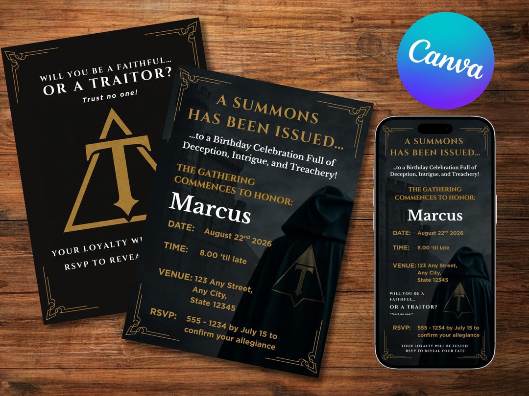 Editable Traitors TV Show Party Invitation | Birthday Invite | Games ...