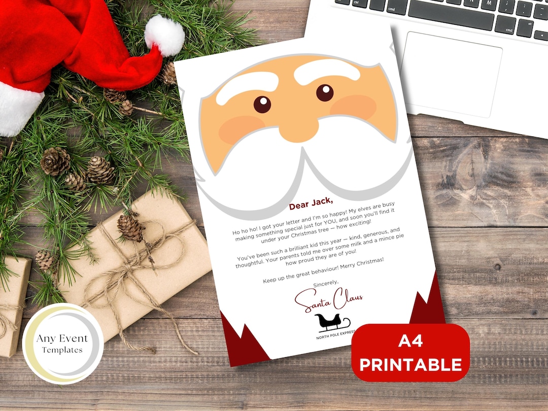 Personalised Santa Letter Template Printable Custom Christmas Keepsake ...
