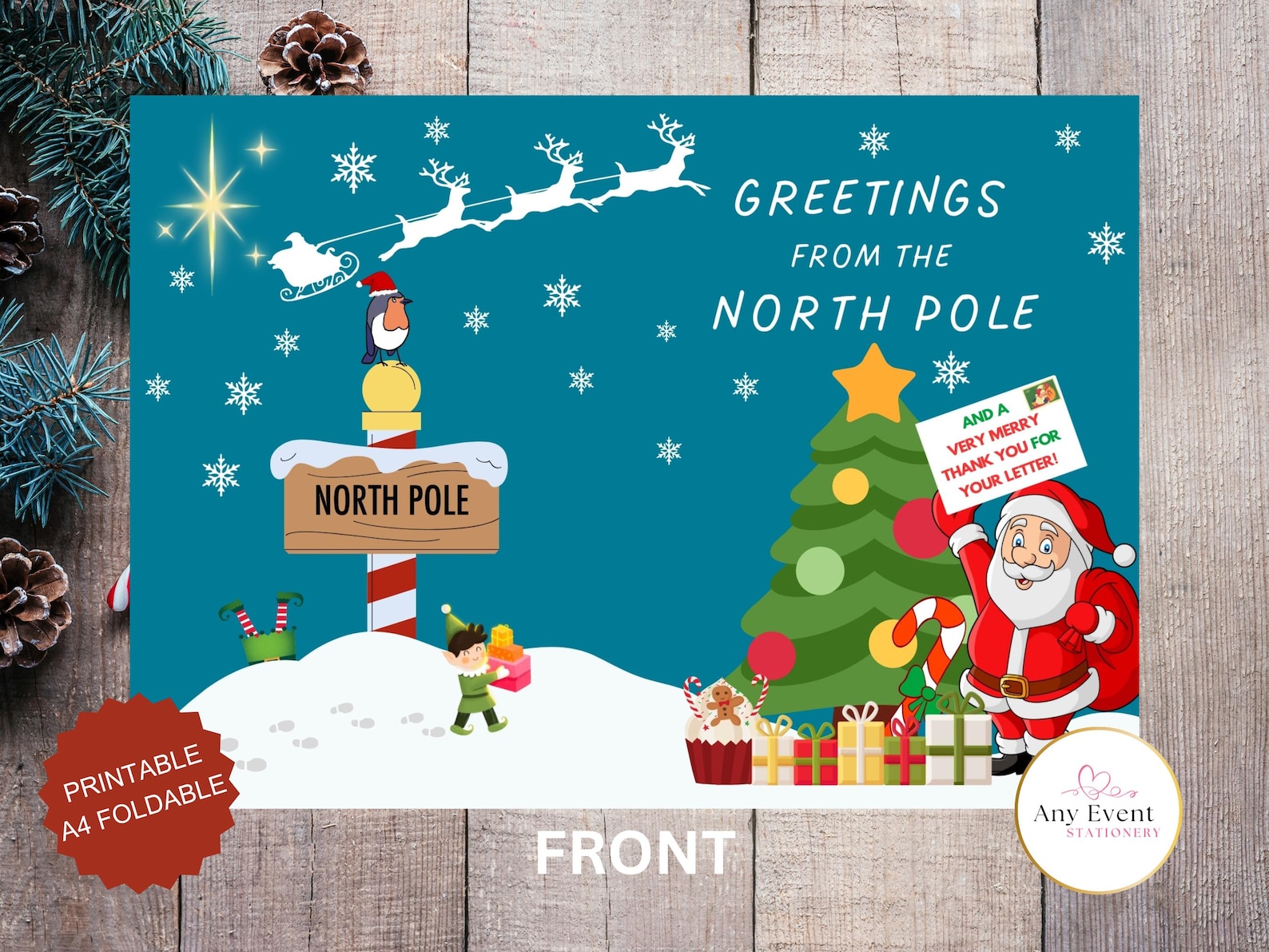 Letter From Santa Claus, Christmas Printable Santa Letter, Size A4 ...