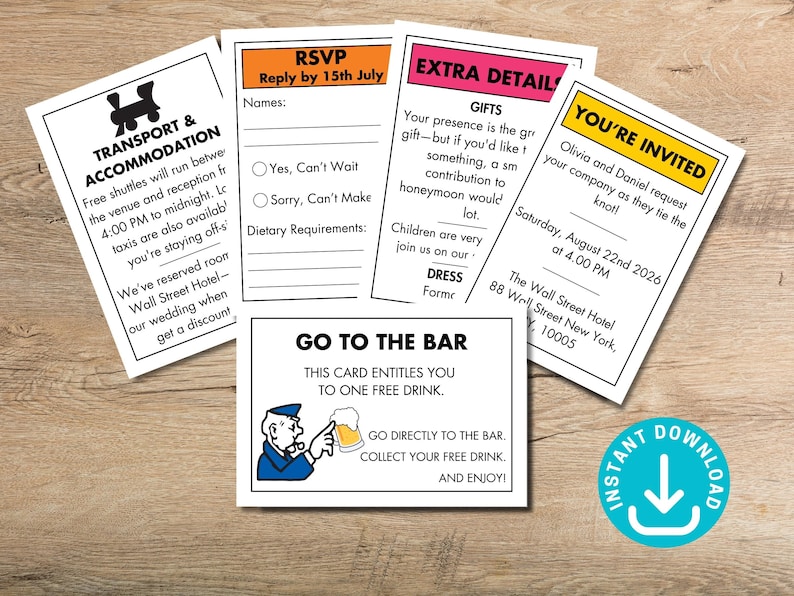 Monopoly Themed Wedding Program | Editable Digital Template Wedding ...