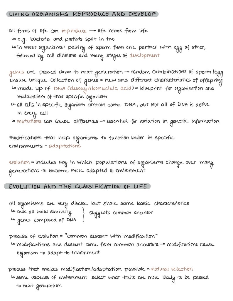Comprehensive Biology Study Notes Introductory Notes handwritten - Etsy