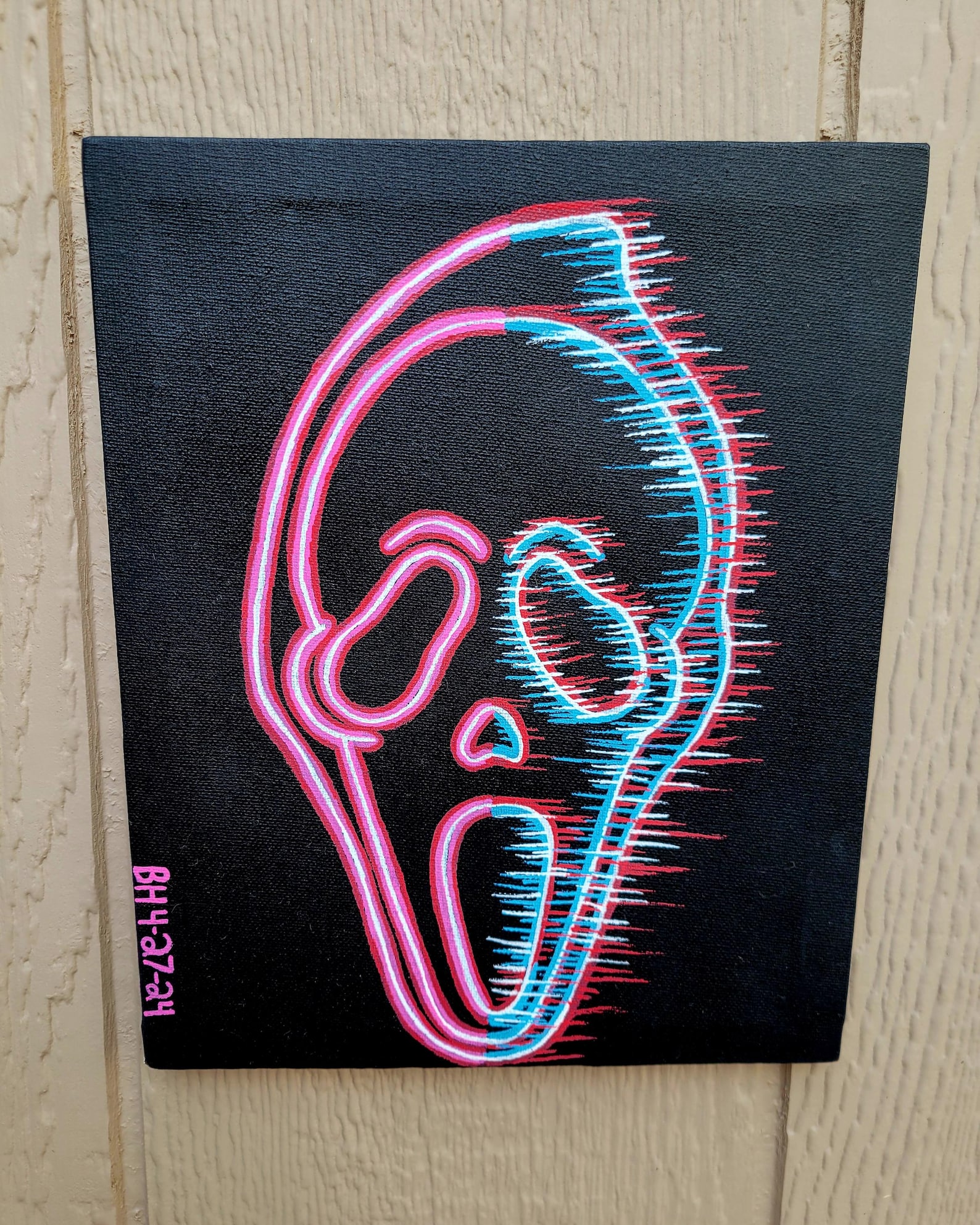 Scream Ghostface Mask Glitch/neon Painting Horror Wall Decor - Etsy