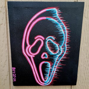 Scream Ghostface Mask Glitch/neon Painting Horror Wall Decor - Etsy