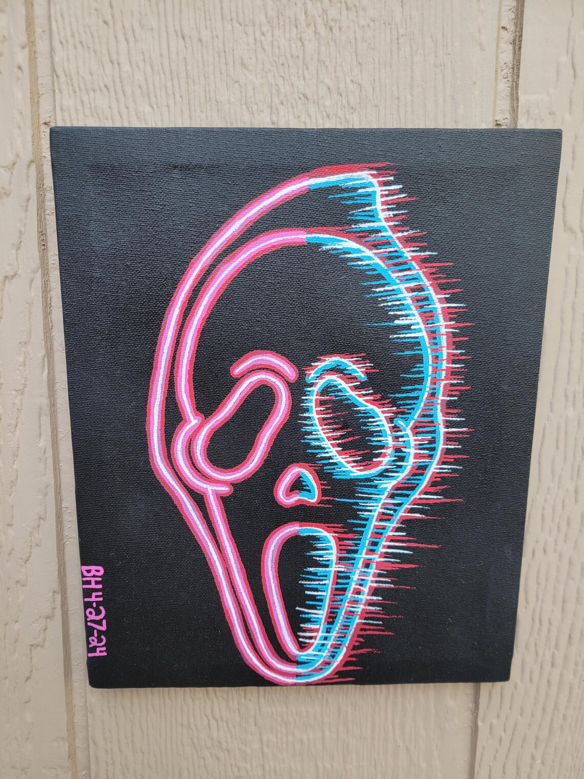 Scream Ghostface Mask Glitch/neon Painting Horror Wall Decor - Etsy