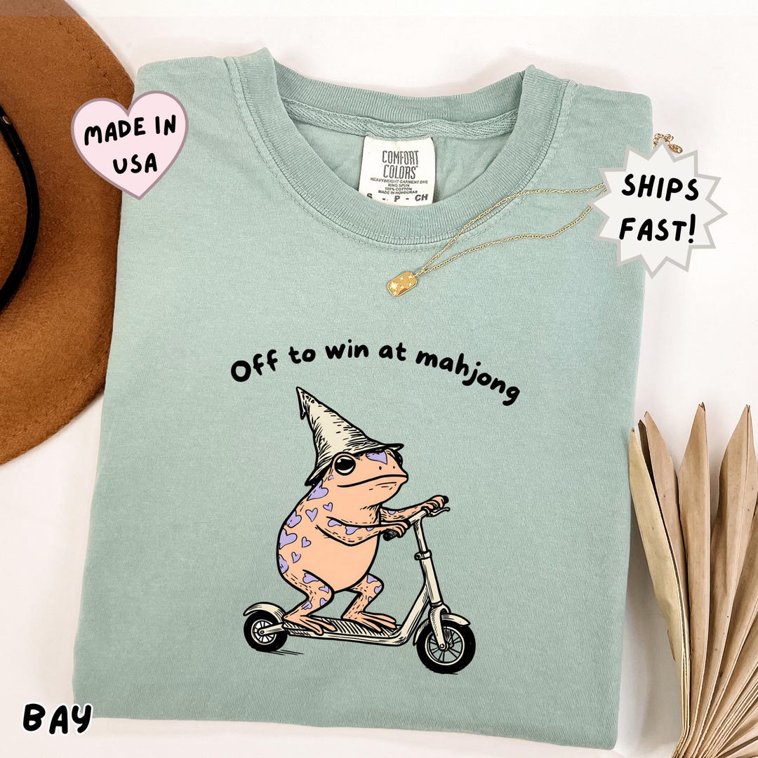 Funny Mahjong Frog Shirt off to Win Mahj Tee Cute Mahjong Lover Gift ...