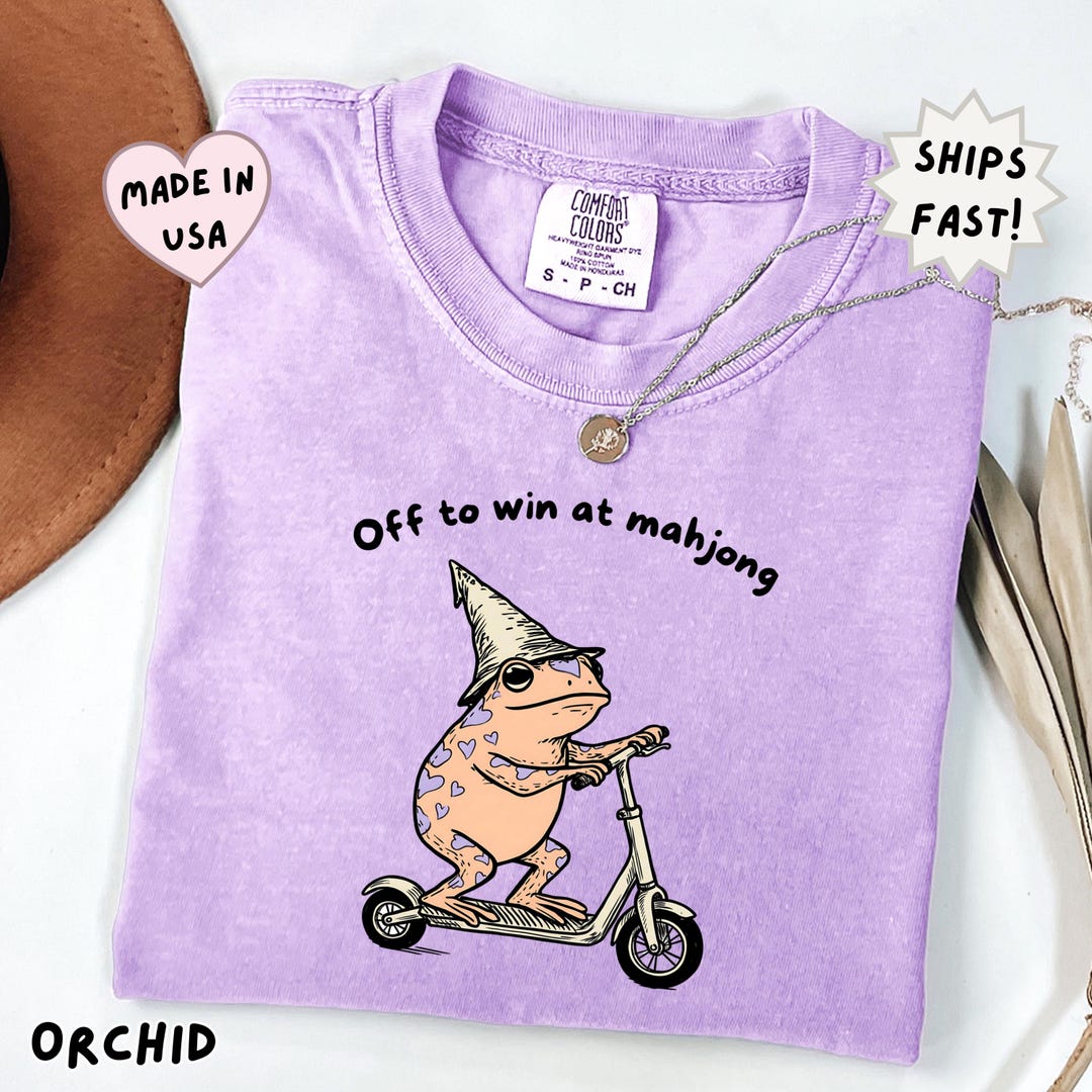 Funny Mahjong Frog Shirt off to Win Mahj Tee Cute Mahjong Lover Gift ...