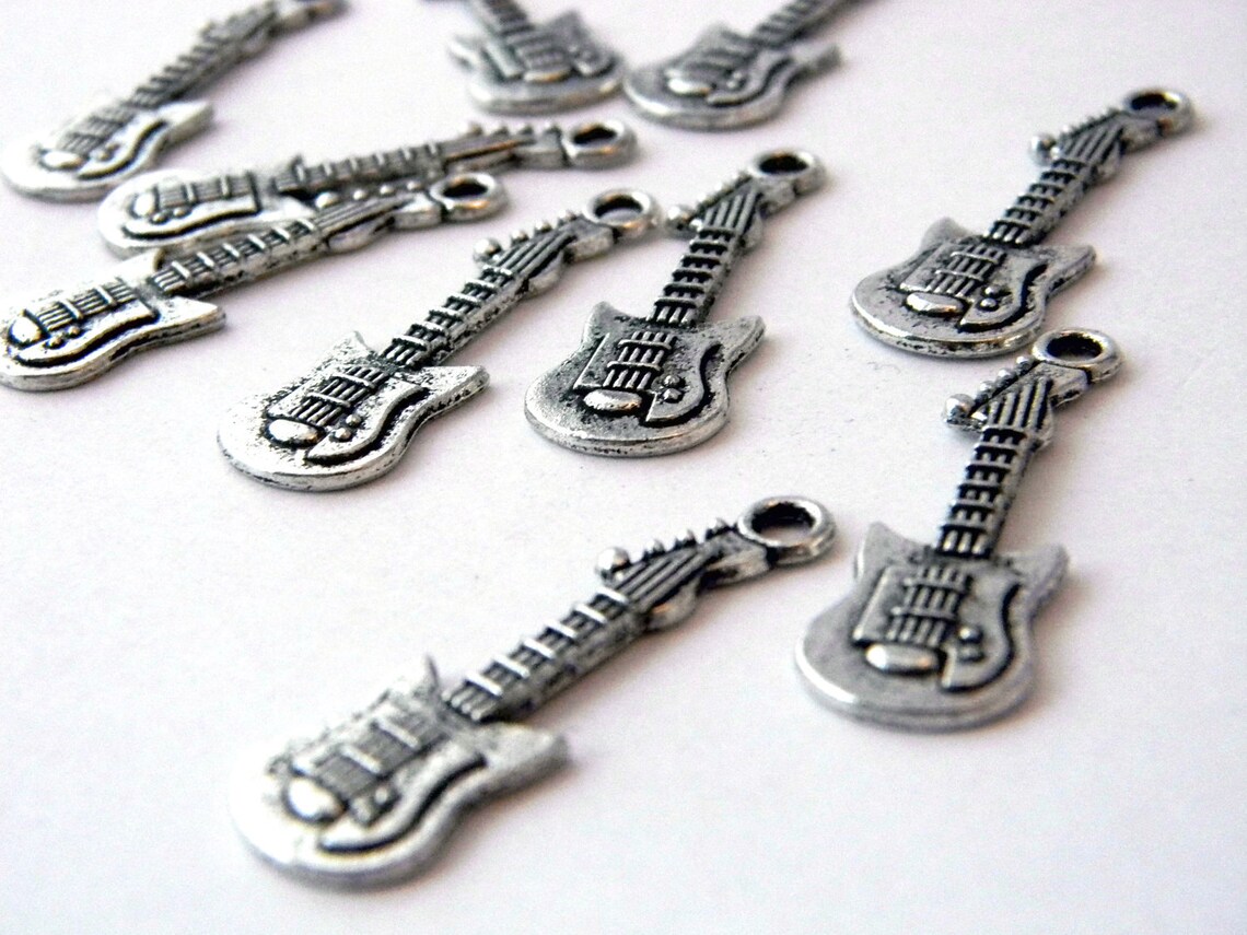 Electric Guitar Charms Set of 10 Silver Color 32x10mm - Etsy
