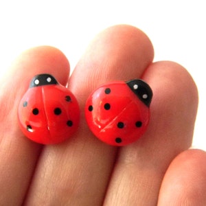 Cute Ladybug Post Earrings Red Ladybug Stud Earrings - Etsy