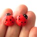 Cute Ladybug Post Earrings Red Ladybug Stud Earrings - Etsy