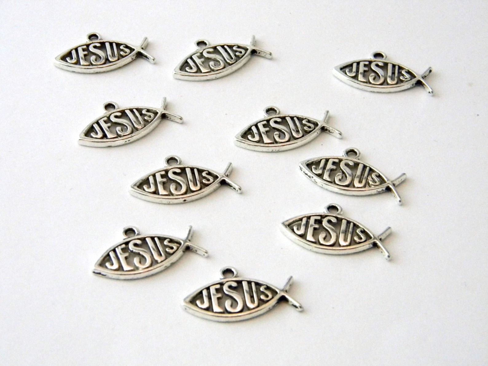 Jesus Fish Symbol Charms Set of 10 Silver Color 13x23mm - Etsy