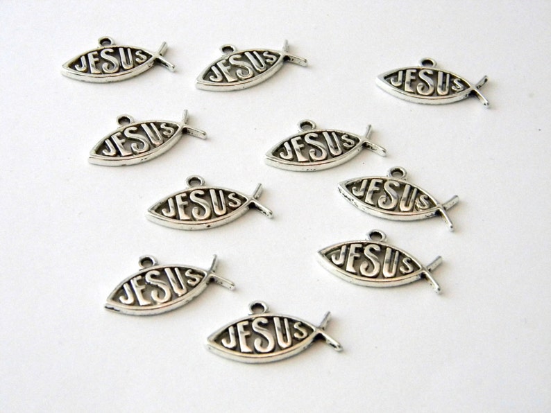 Jesus Fish Symbol Charms Set of 10 Silver Color 13x23mm - Etsy