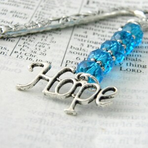 Fancy Hope Bookmark With Blue Glass Beads Shepherd Hook Silver Color - Etsy