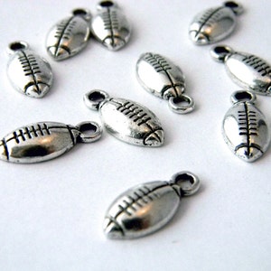 Football Charms Set of 10 Silver Color 15x7mm - Etsy