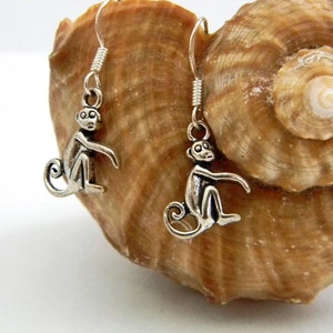 Monkey Earrings Silver Color Dangle Earrings - Etsy