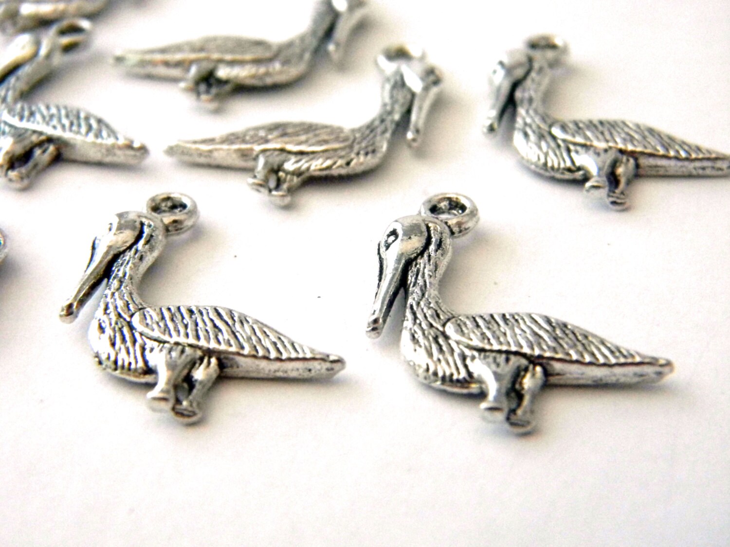 Pelican Charms Set of 10 Silver Color 22x19mm | Etsy
