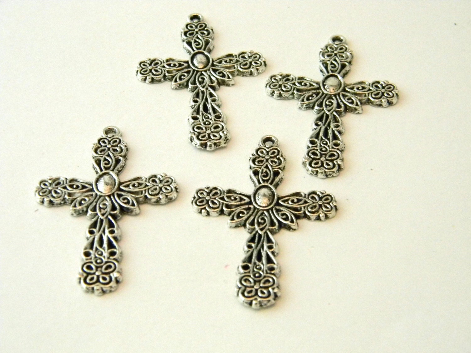 Fancy Cross Charms Set of 4 Silver Color 43x28mm - Etsy