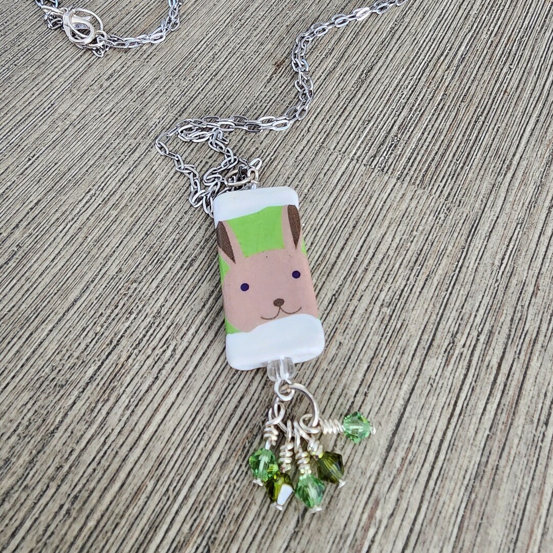 Rabbit Bamboo Tile Chain Necklace Long Necklace 28 Inch Lobster Clasp ...