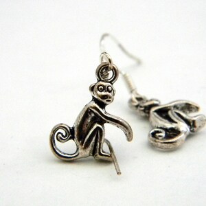 Monkey Earrings Silver Color Dangle Earrings - Etsy