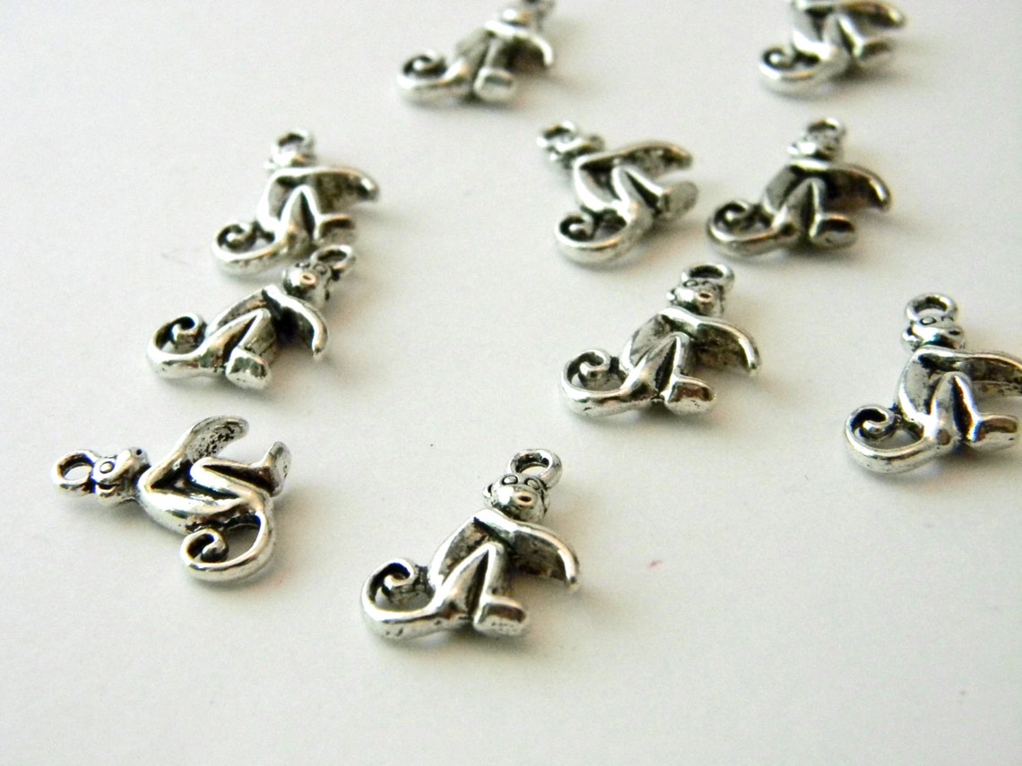 Monkey Charms Set of 10 Silver Color 16x18mm - Etsy