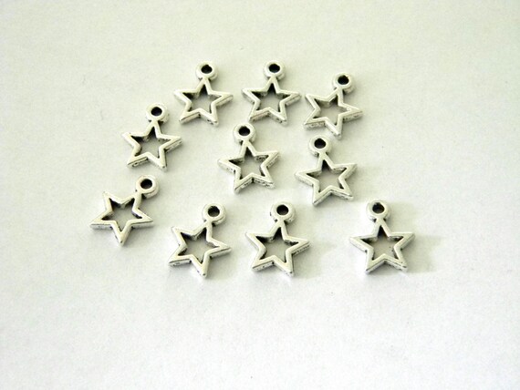 Silver Star Charms Set of 10 Silver Color 13x10mm Star Outline | Etsy