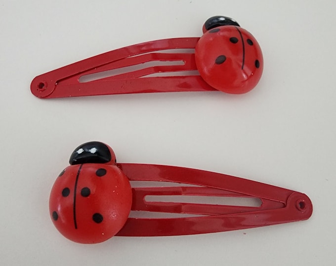 Red Ladybug Hair Clips Set of Two Red Hair Clip Metal Snap Barrette ...
