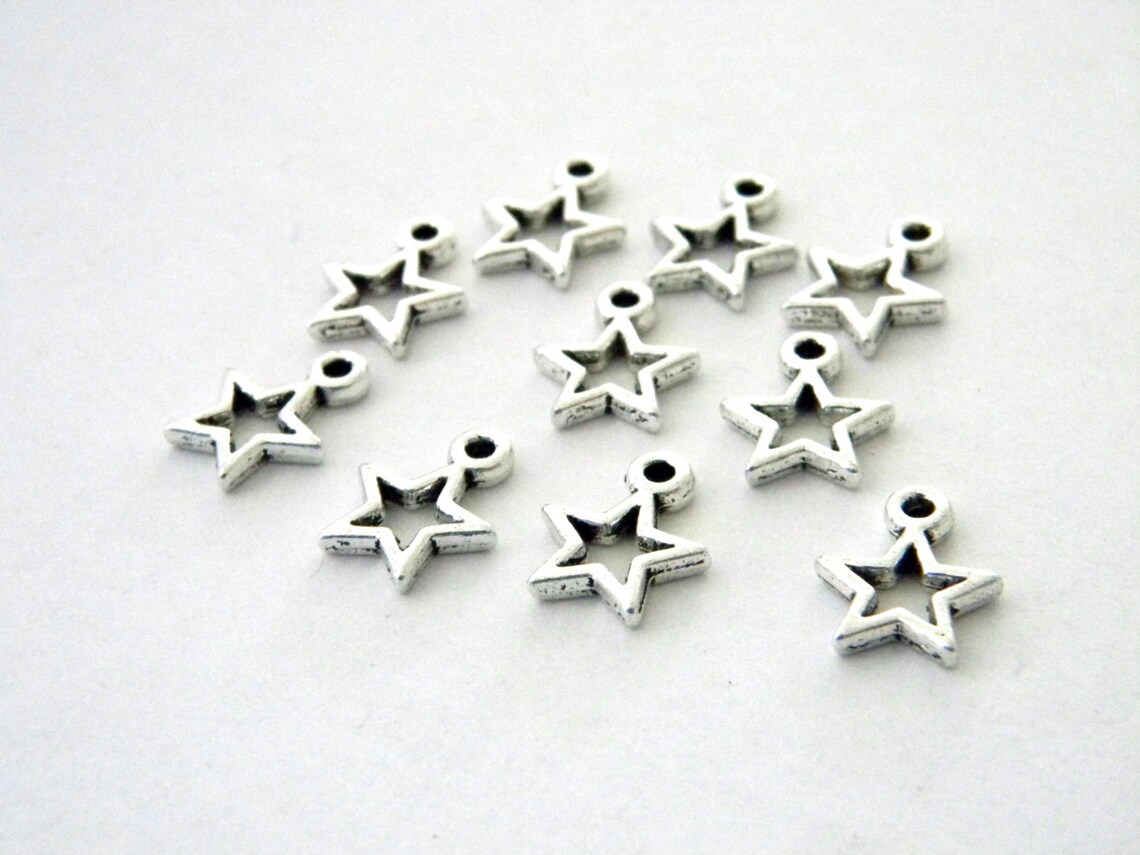 Silver Star Charms Set of 10 Silver Color 13x10mm Star Outline - Etsy