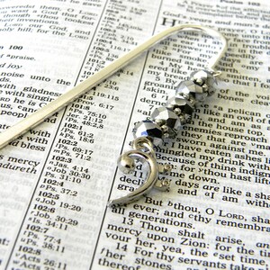 Bass Clef Bookmark With Silver Glass Beads Shepherd Hook Steel Bookmark ...