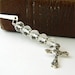 Crucifix Cross Bookmark With Clear Glass Beads Silver Plated Steel ...