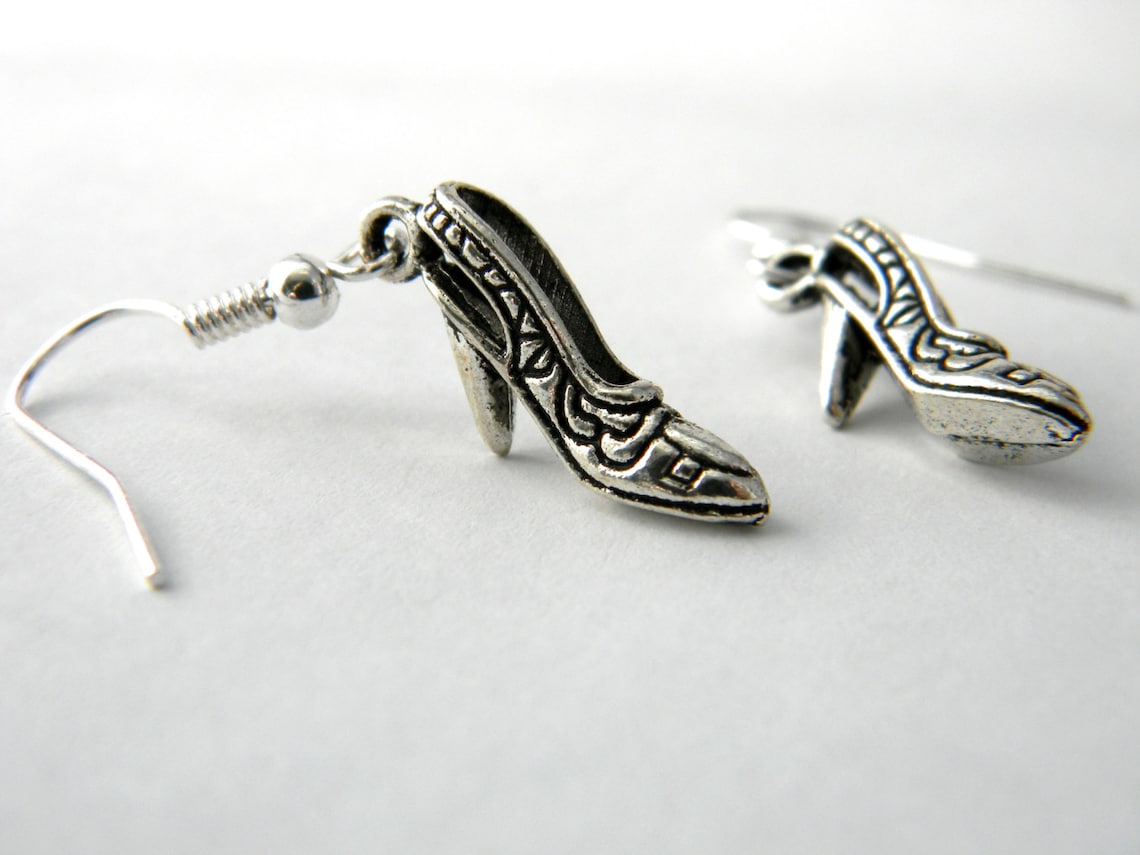 High Heel Shoe Earrings Silver Color Dangle Earrings | Etsy