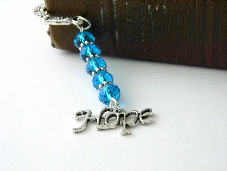 Fancy Hope Bookmark With Blue Glass Beads Shepherd Hook Silver Color - Etsy