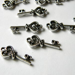 Small Key Charms Set of 10 Silver Color 21x19mm - Etsy