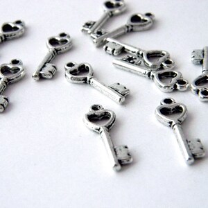 Small Key Charms Set of 10 Silver Color 20x7mm - Etsy