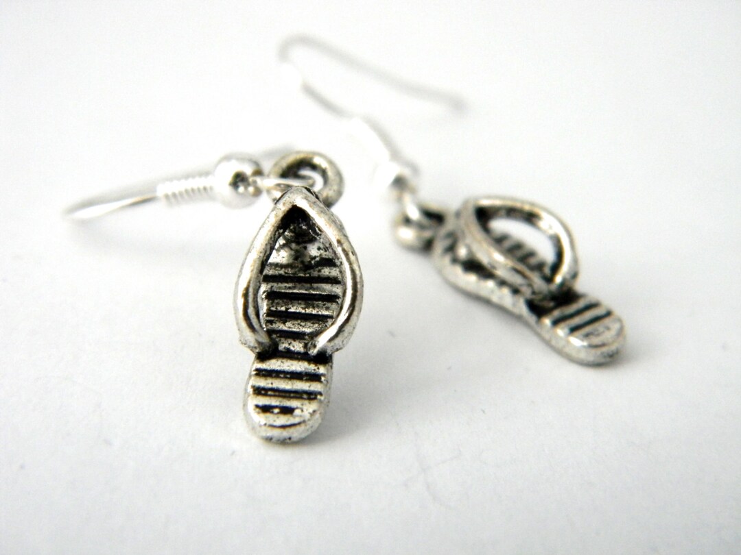 Silver Sandal Earrings Dangle Earrings Flip Flop Earrings Silver Color ...