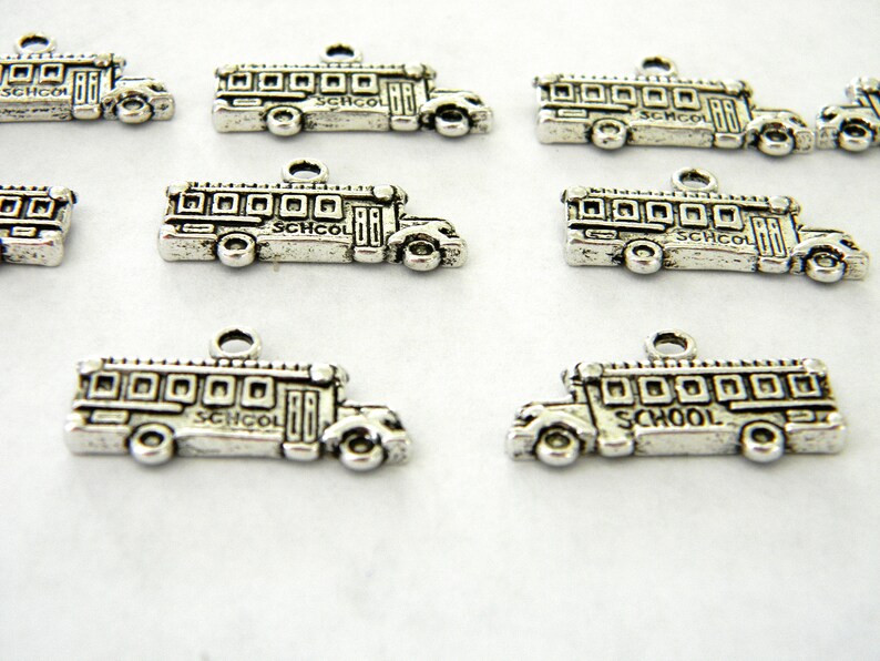 School Bus Charms Set of 10 Silver Color 13x23mm - Etsy