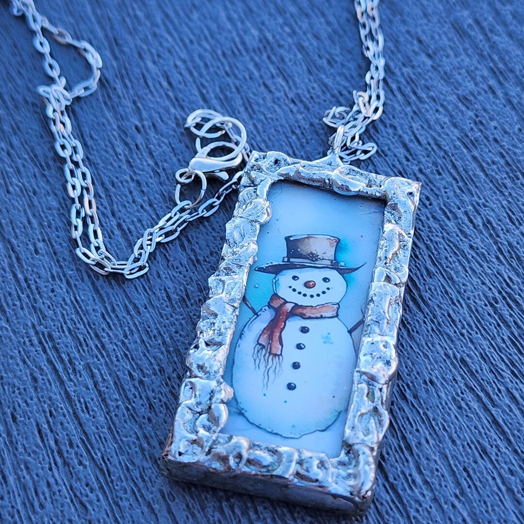Long Snowman Chain Necklace Soldered Pendant Lobster Clasp 28 Inch ...