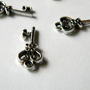 Small Key Charms Set of 10 Silver Color 21x19mm - Etsy