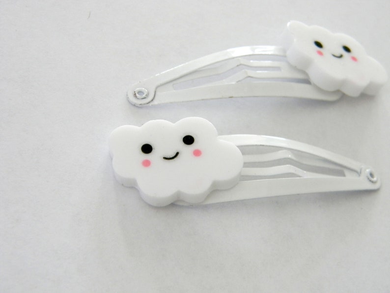 Happy Cloud Hair Clips Set of Two White Hair Clips Metal | Etsy