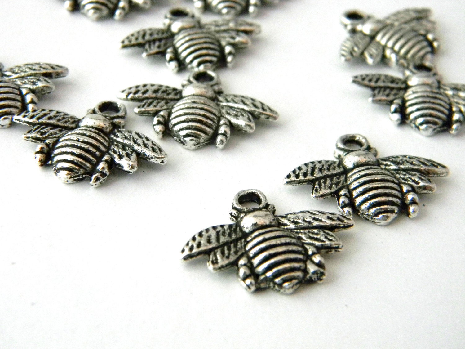 Bee Charms Set of 10 Silver Color 16x21mm - Etsy